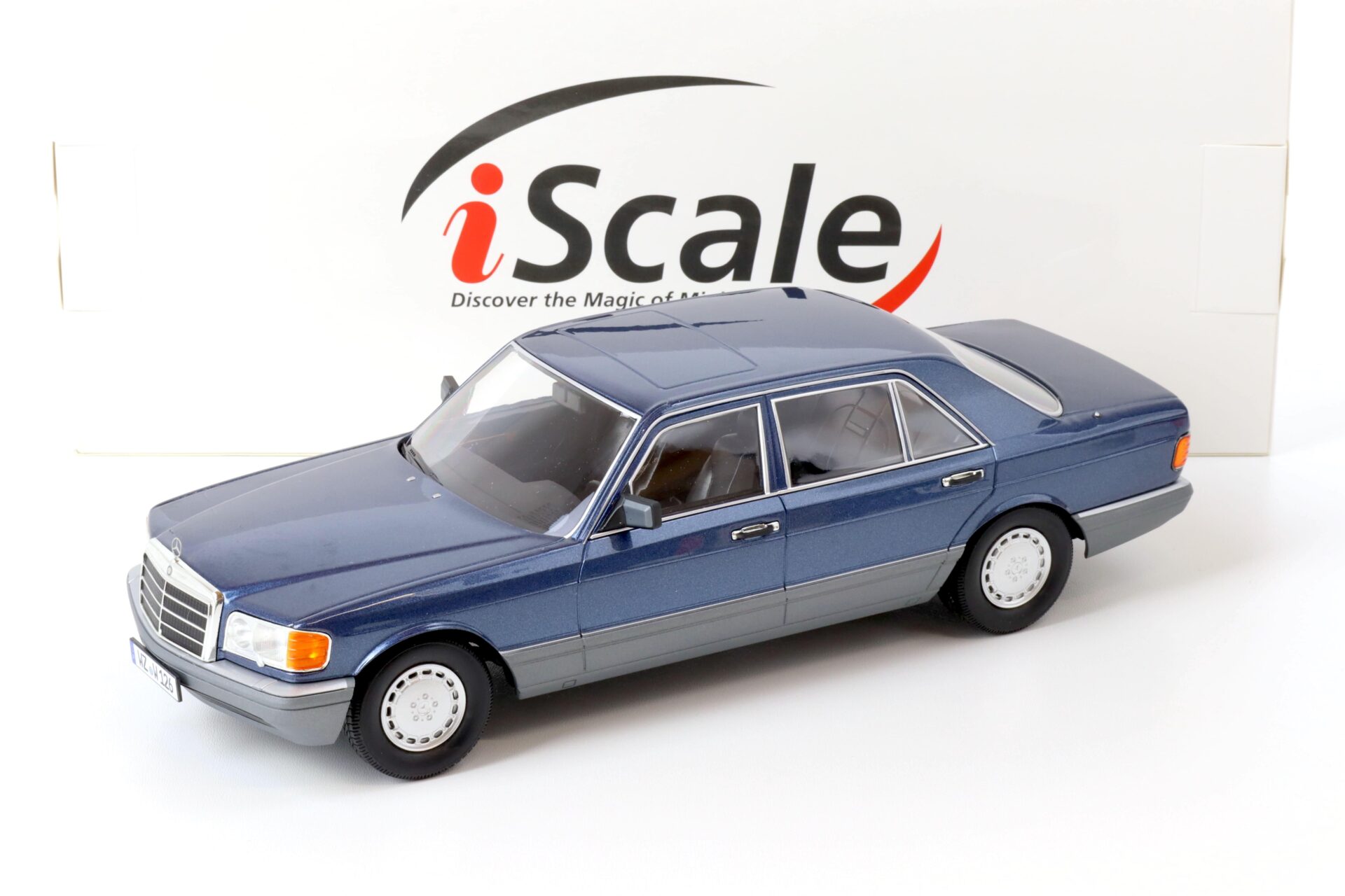 1:18 iScale Mercedes 560 SEL W126 S-Klasse Nautik blue metallic 1985 ...