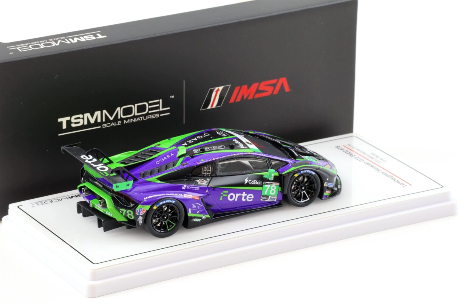 1:43 TSM Model Lamborghini Huracan GT3 EVO2 #78 IMSA Daytona 2024 Forte ...