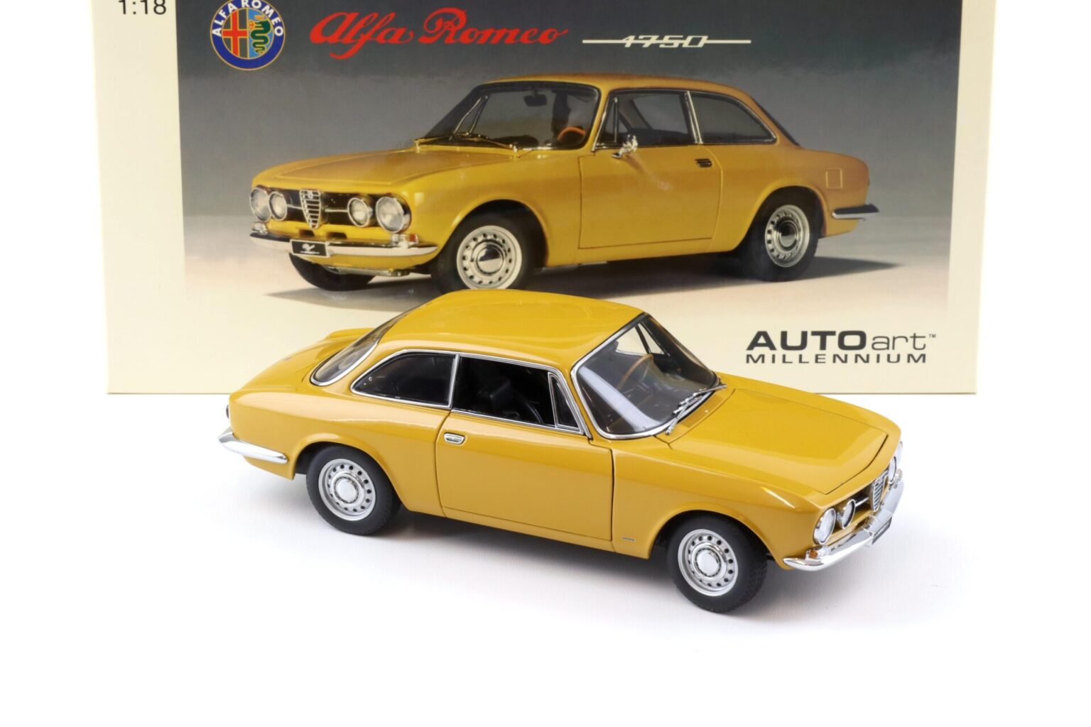 1:18 AUTOart Alfa Romeo 1750 GTV Giallo Ocra LH Drive DIECAST 70103 ...