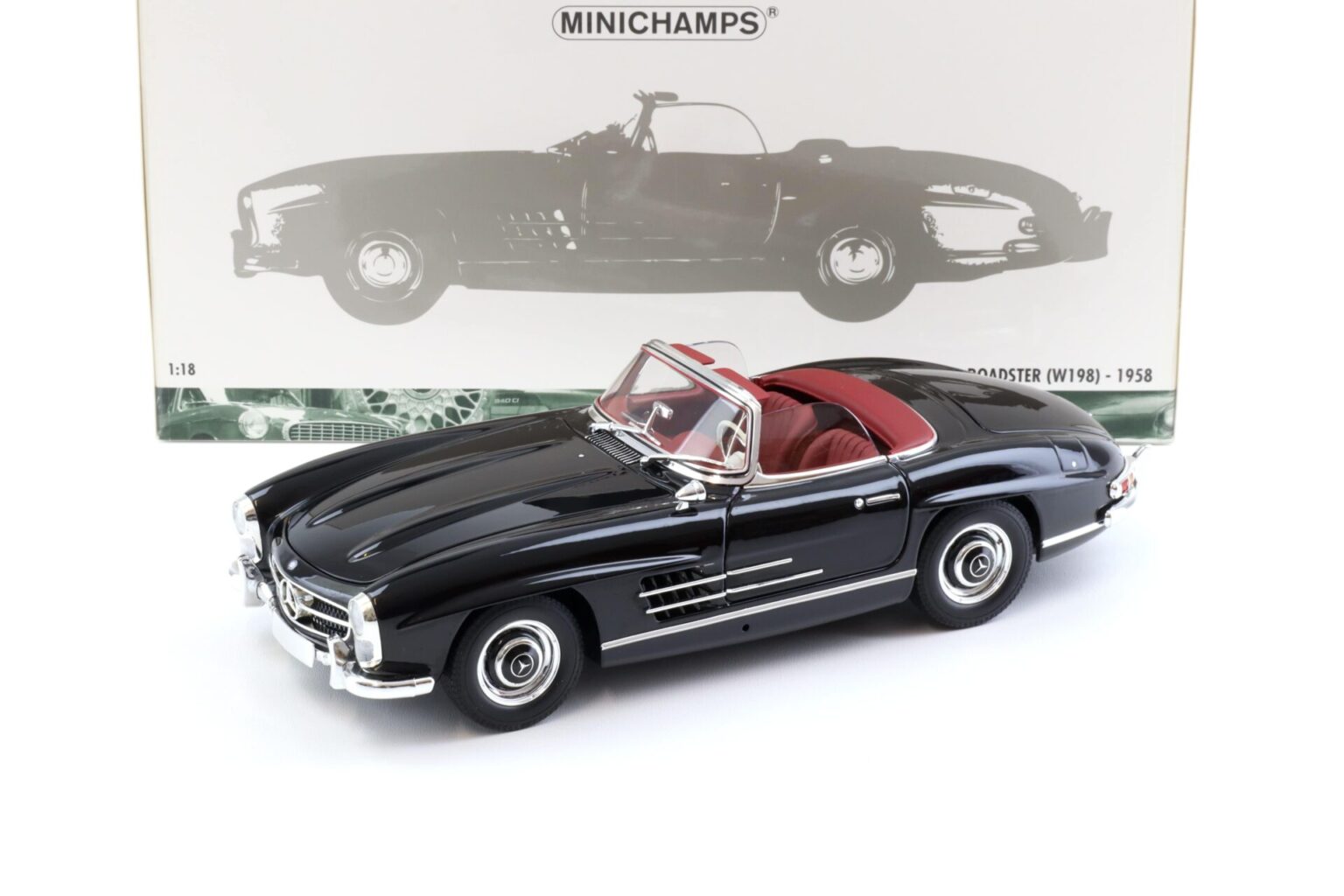 1:18 Minichamps Mercedes 300SL Roadster (W198) black/ red 1958 ...