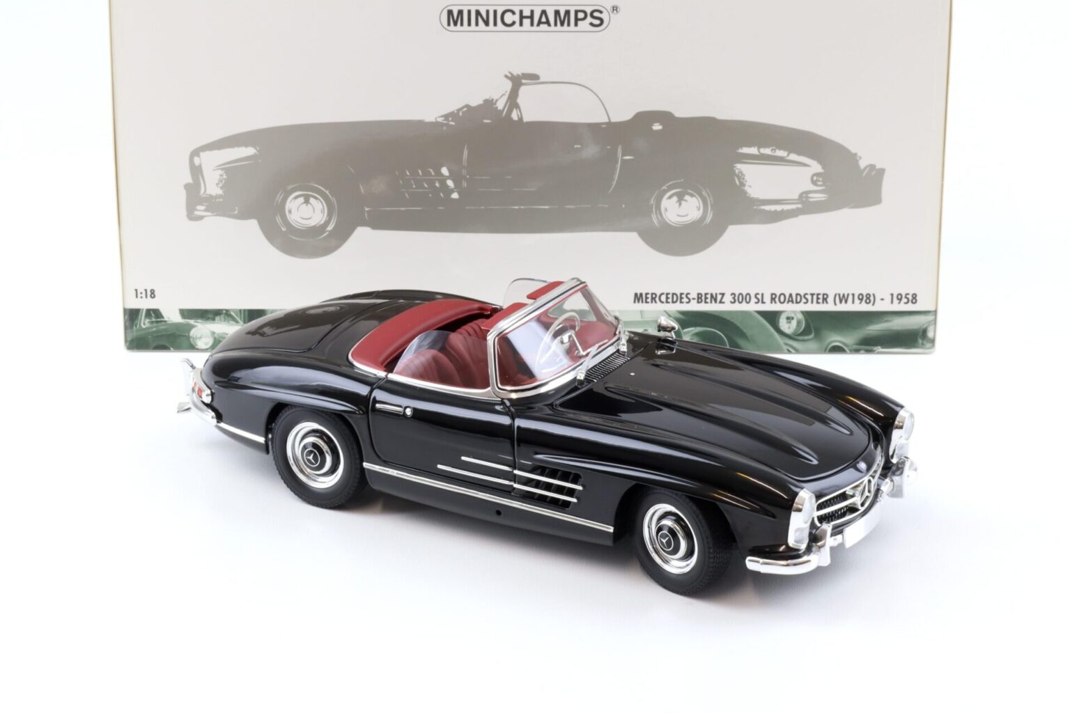 1:18 Minichamps Mercedes 300SL Roadster (W198) black/ red 1958 ...