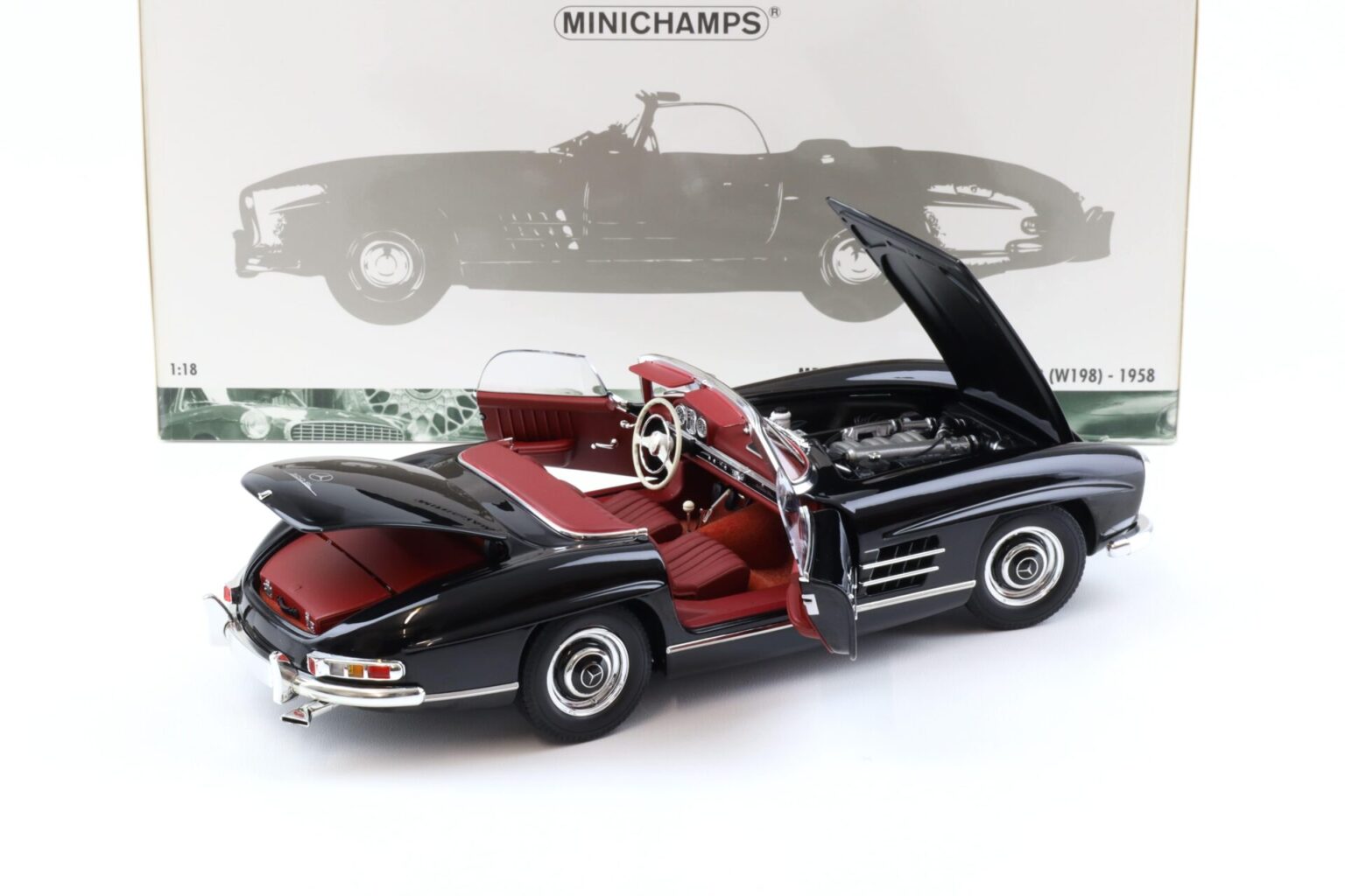 1:18 Minichamps Mercedes 300SL Roadster (W198) black/ red 1958 ...