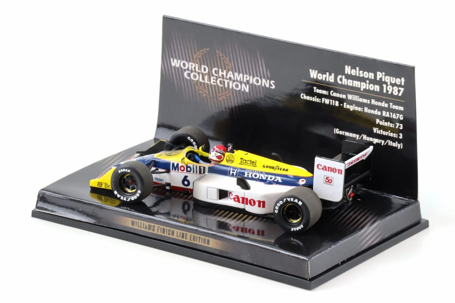 1:43 Minichamps F1 Williams Honda FW11B Nelson Piquet World Champion 1987 Finish Line – Premium ...