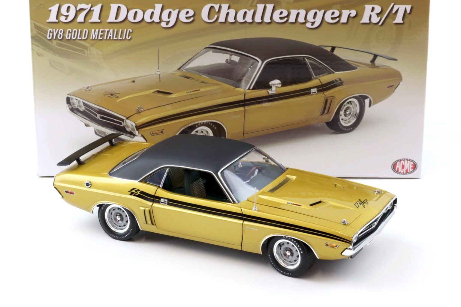 1:18 ACME 1971 Dodge Challenger R/T Coupe GY8 gold metallic/ black roof ...