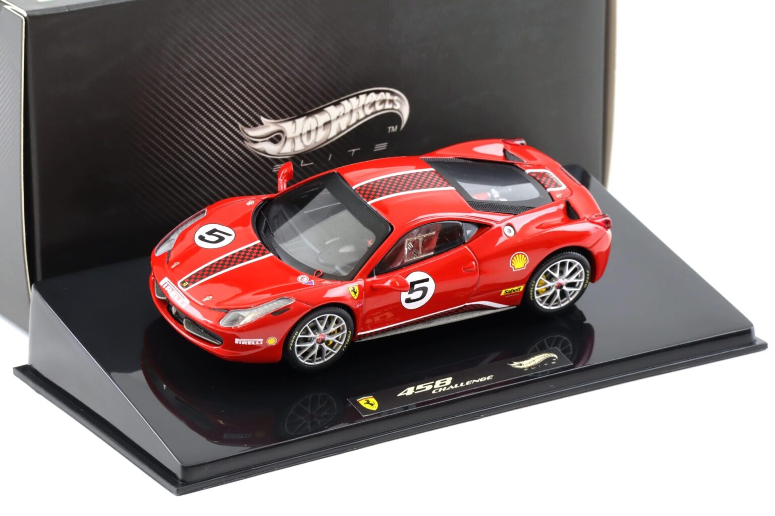 1:43 Hot Wheels Elite Ferrari 458 Challenge Coupe 2011 red #5 – Premium ...