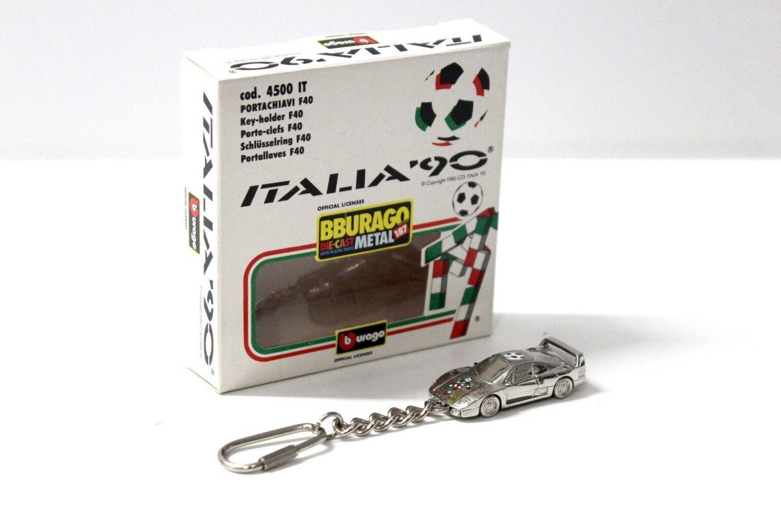 Bburago Ferrari F40 key fob ITALIA 1990 chrome/ metal – Premium-Modelcars