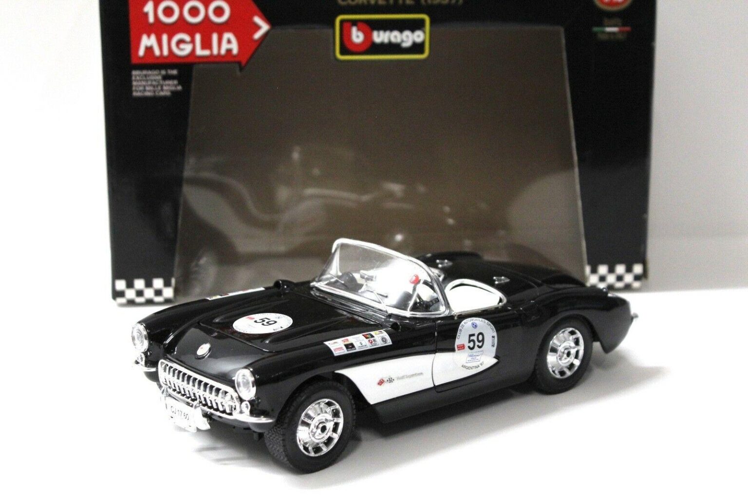 1:18 Bburago Chevrolet Corvette 1957 black *MILLE MIGLIA* – Premium ...