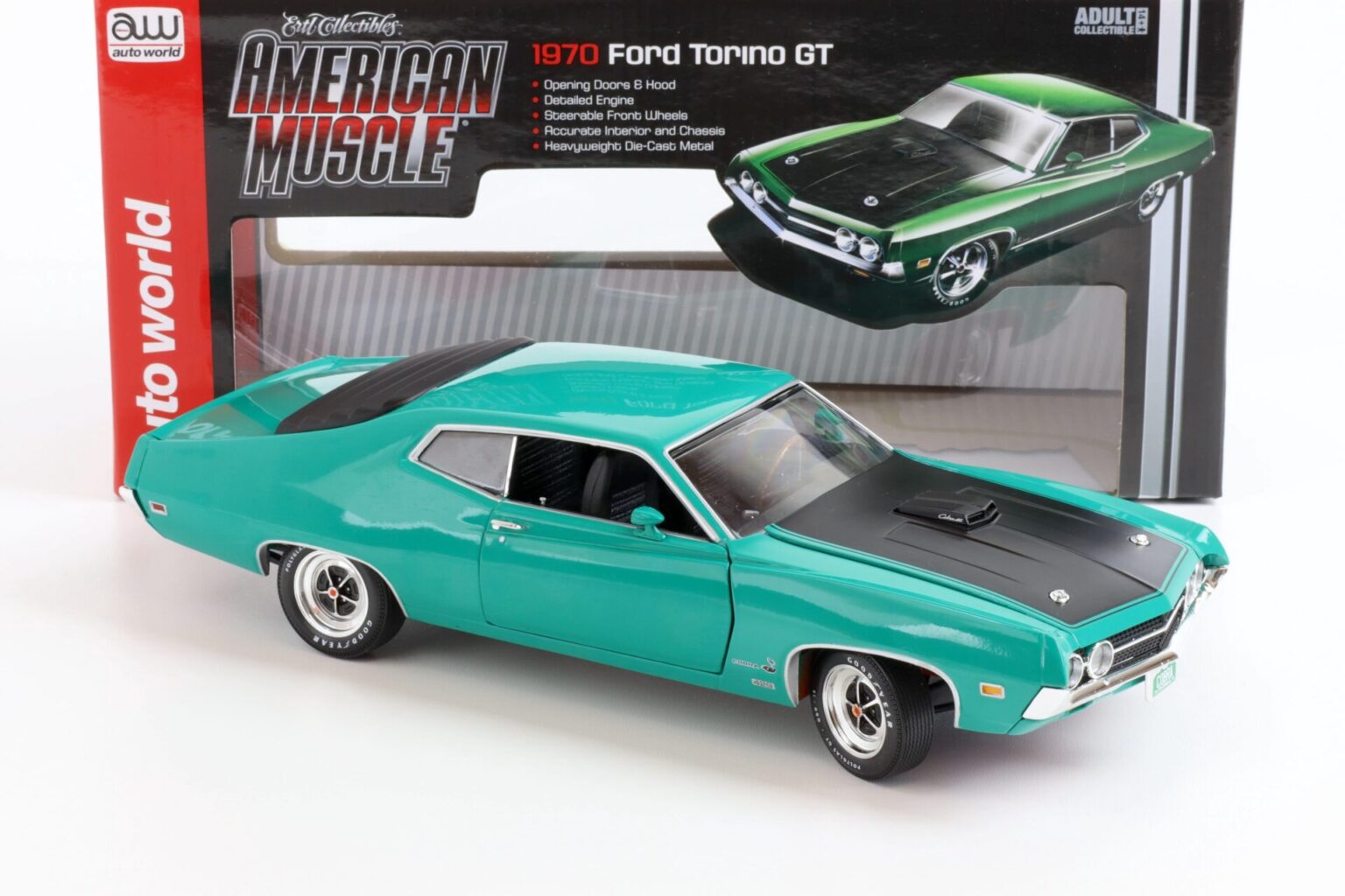 1:18 Auto World 1970 Ford Torino Cobra green/ black – Premium-Modelcars