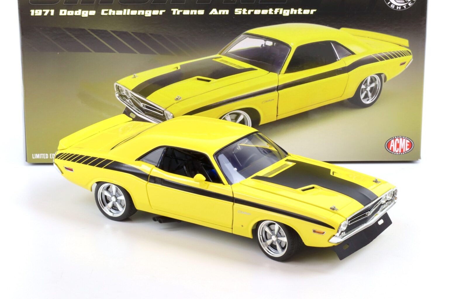 1:18 ACME 1971 Dodge Challenger Trans Am Streetfighter CHICAYNE yellow ...