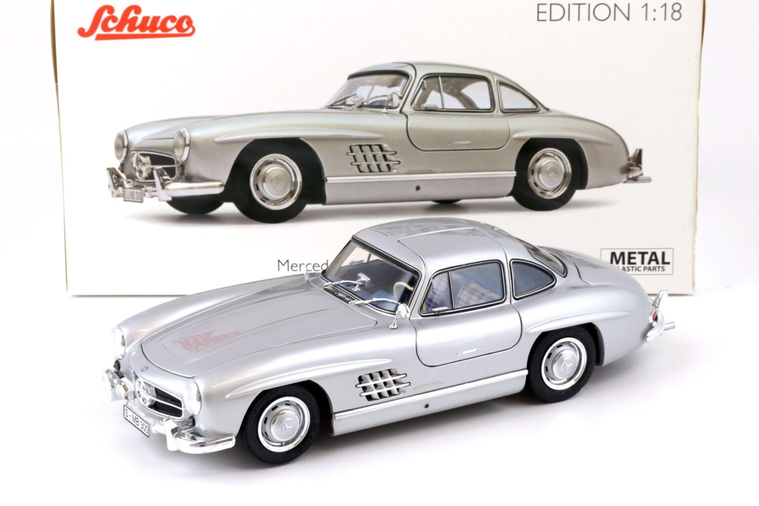 1:18 Schuco Mercedes 300 SL Coupe Gullwing silver/ blue interior ...